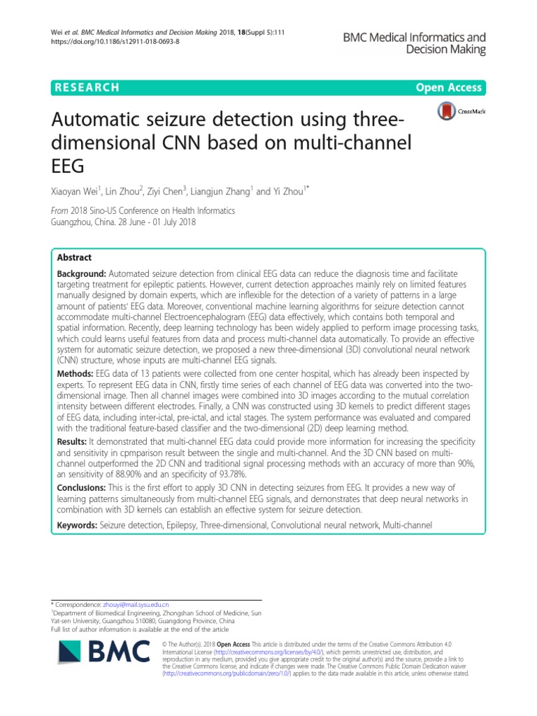 Automatic Seizure Detection Using Three-Dimensional CNN Based On Multi-Channel EEG | PDF ...