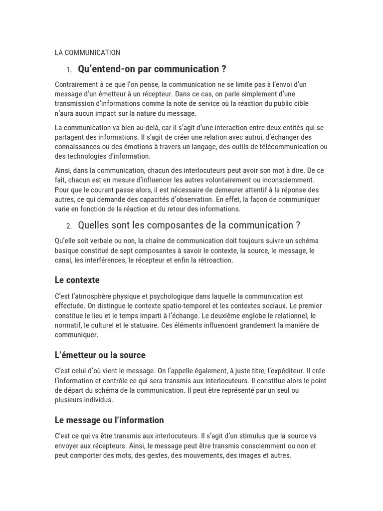 La Communication | PDF | la communication | Business