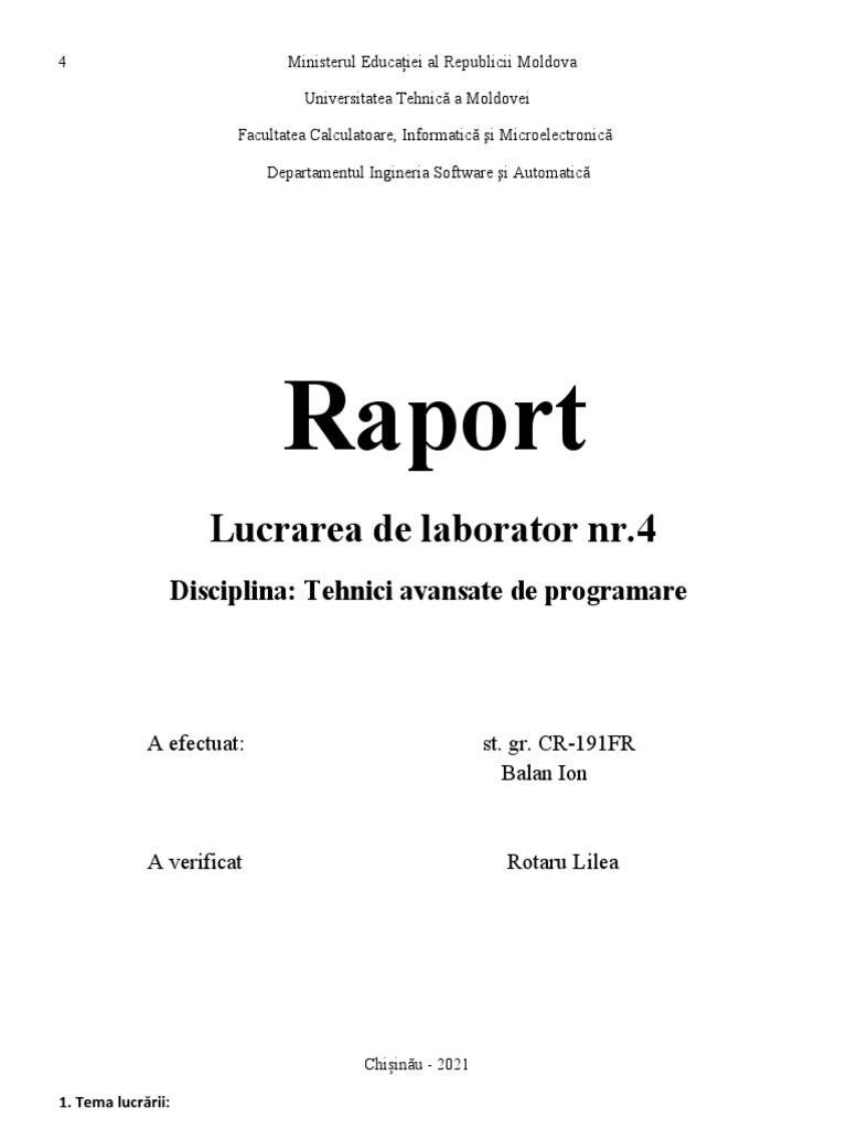 Balan Ion CR-191FR-lab4 | PDF | Software Development | Elementary ...