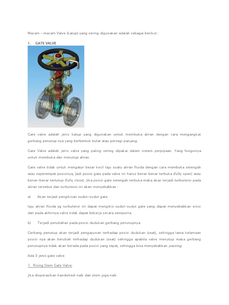 Jenis-Jenis Valve dan Fungsinya | PDF