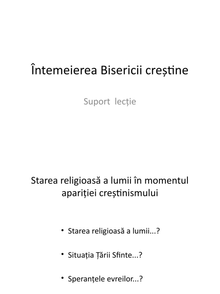 Întemeierea Bisericii Creștine | PDF