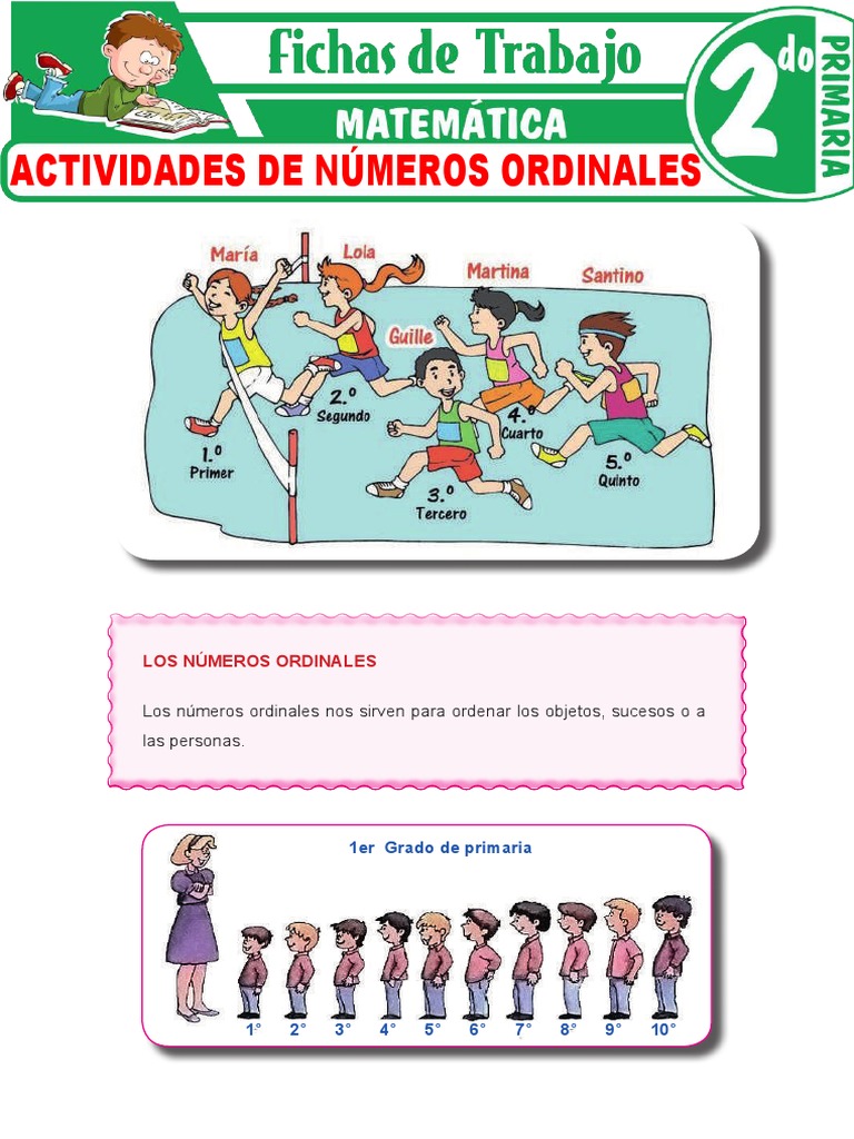 Ejercicios de Números Ordinales 2° Grado | PDF