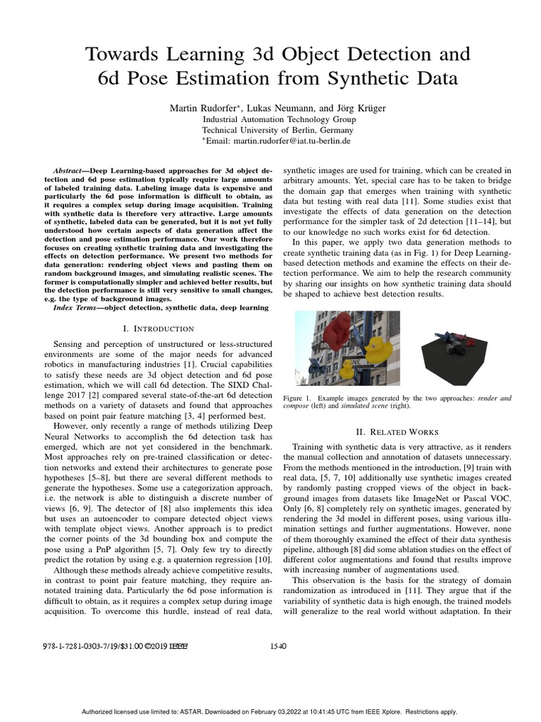 Towards Learning 3d Object Detection And 6d Pose Estimation From Synthetic Data Pdf