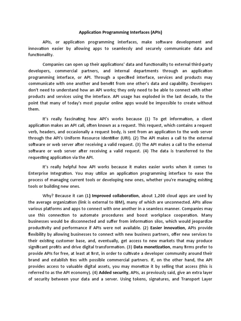 Application Programming Interfaces Apis Pdf Web Application Application Software