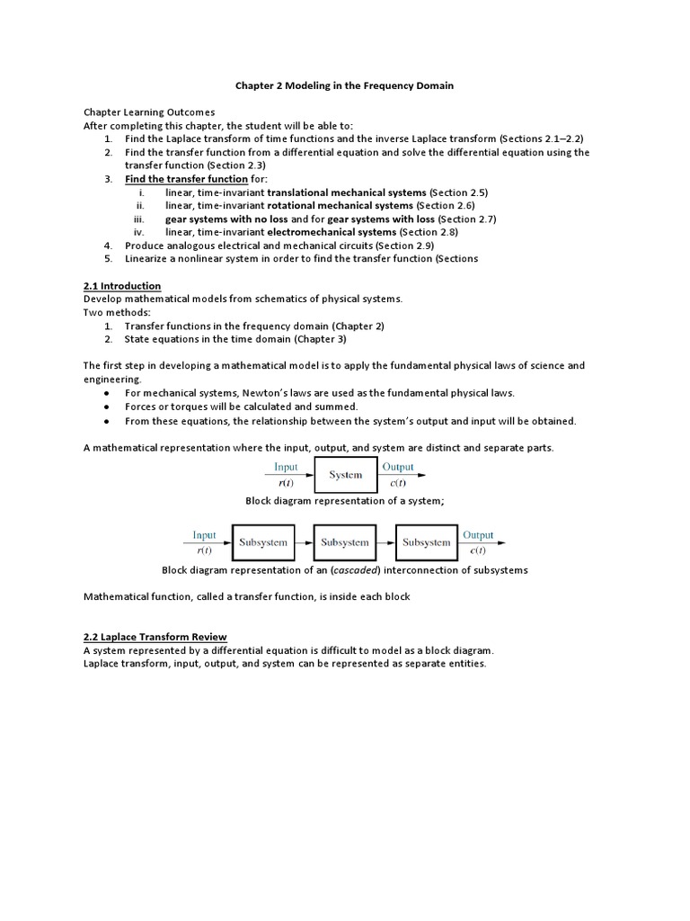 Chapter 2 Modeling in The Frequency Domain | Download Free PDF | Laplace Transform ...