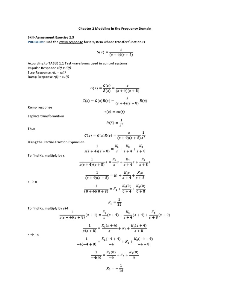 Chapter 2 Modeling in The Frequency Domain Skill-Assessment Exercise 2.5 | PDF | Force | Equations