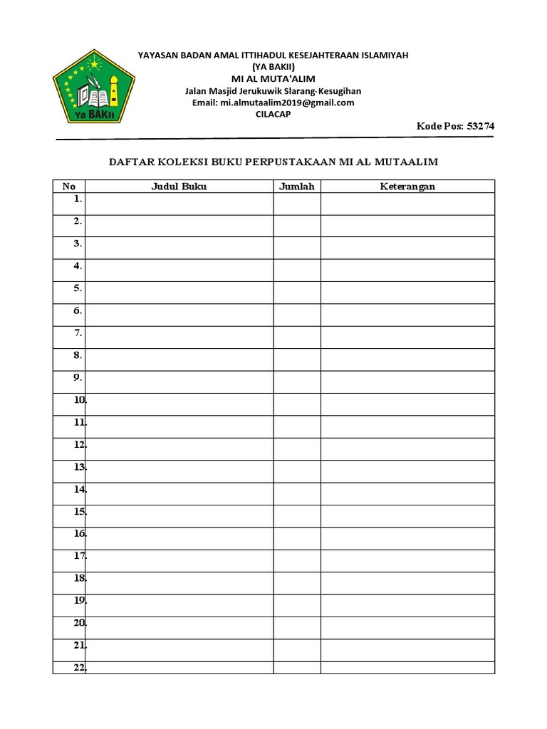 Daftar Koleksi Buku Perpustakaan | PDF