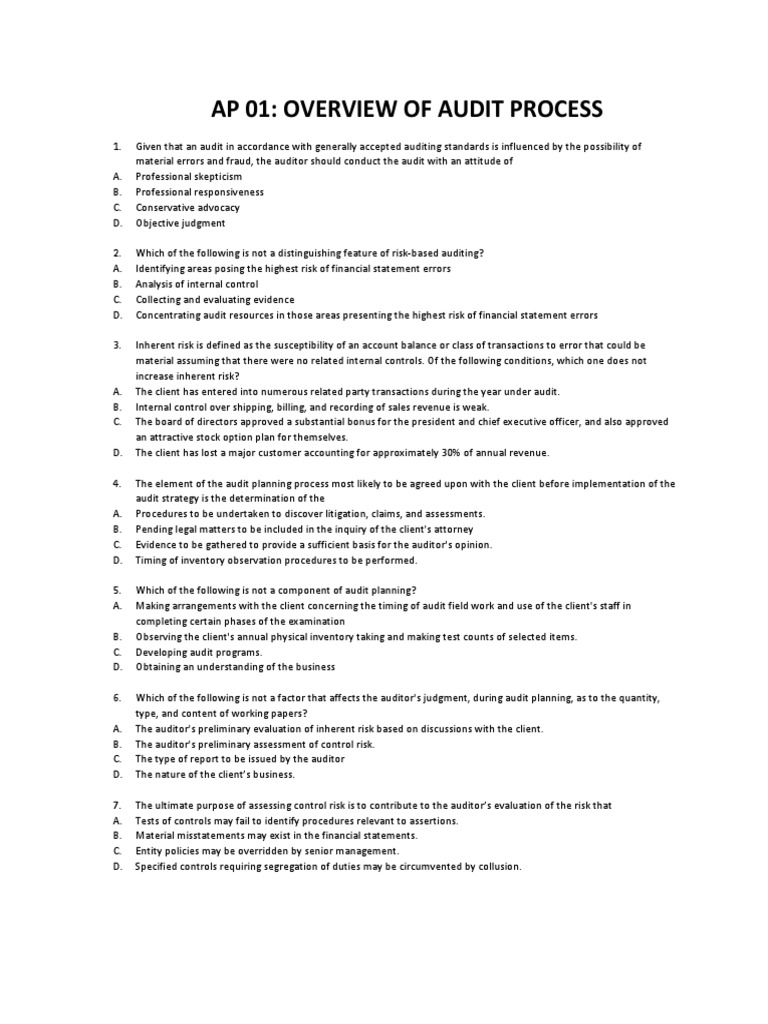 AP 01 Overview of Audit Process AdU | PDF | Audit | Financial Audit