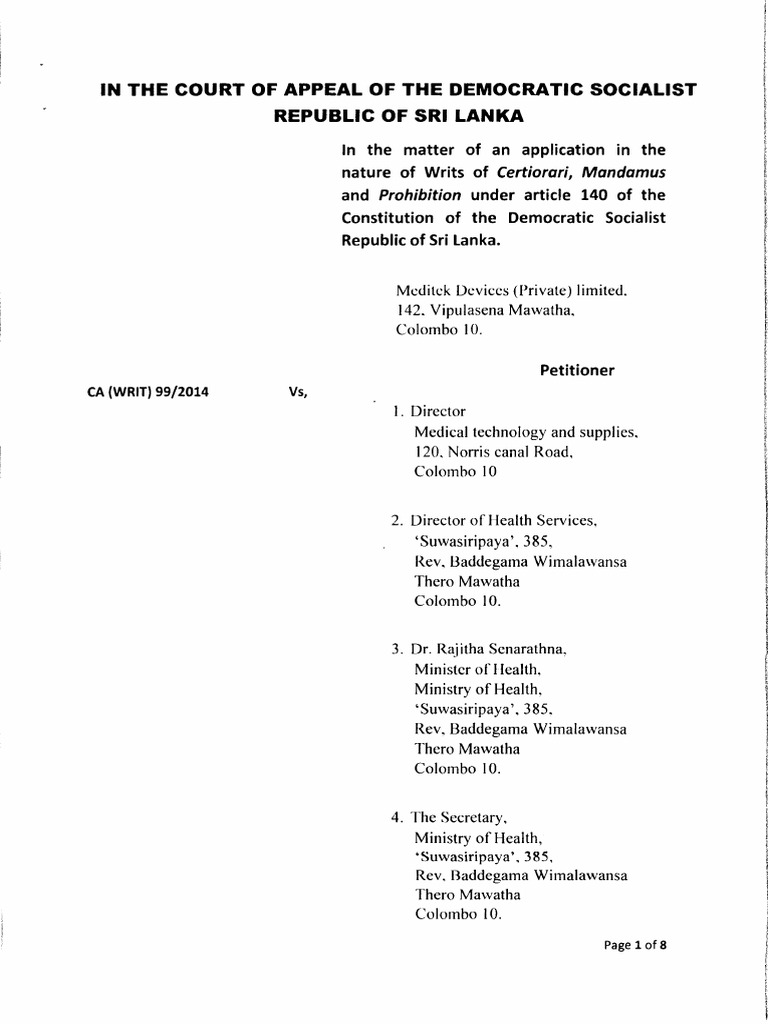 CA Writ 99 2014 Intervention | PDF | Appeal | Writ