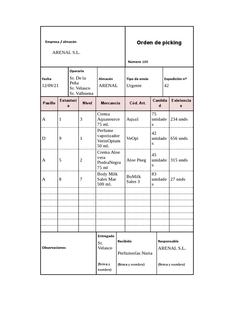 Orden De Picking PDF