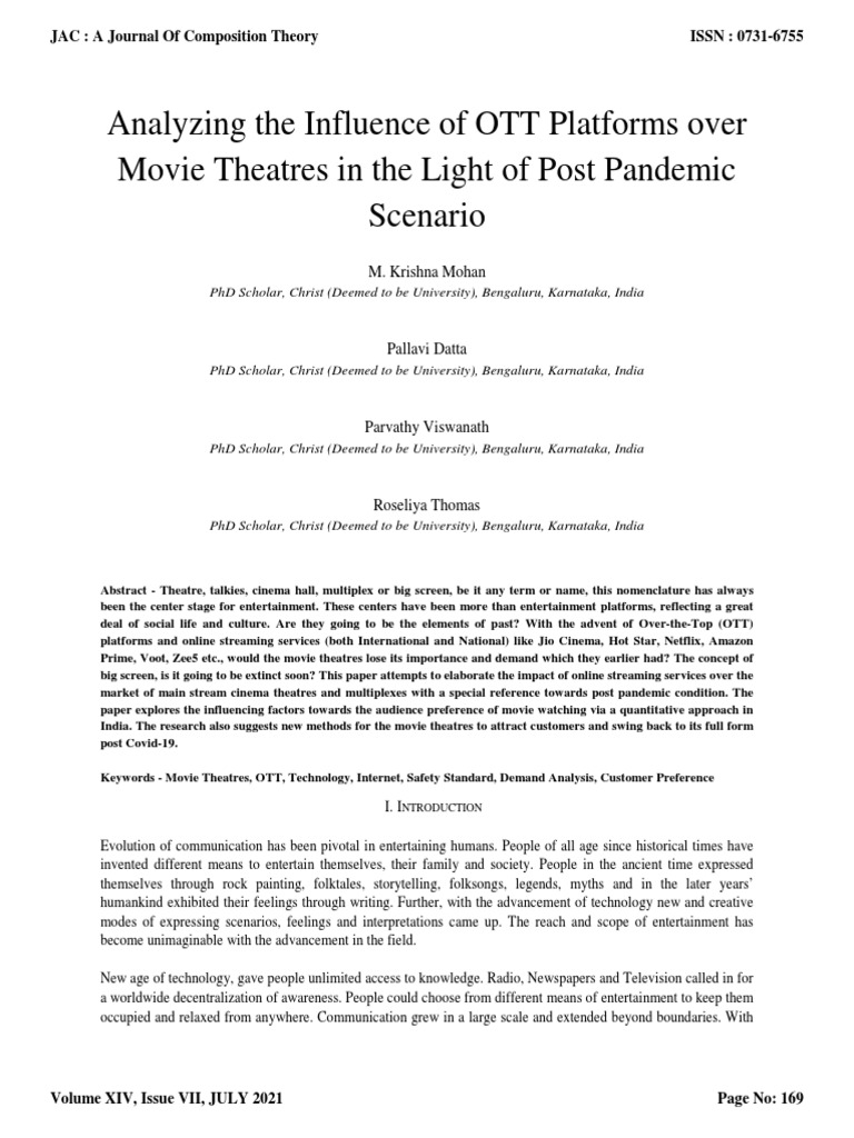 Ott Over Movie Theatres | PDF | Movie Theater | Survey Methodology