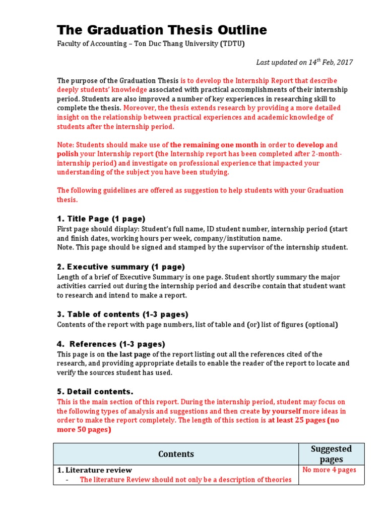 The Graduation Thesis Outline | PDF | Audit | Accounting