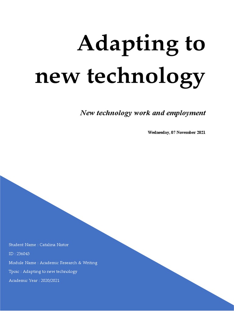 Adapting To New Technology | PDF | Unemployment | Social Science