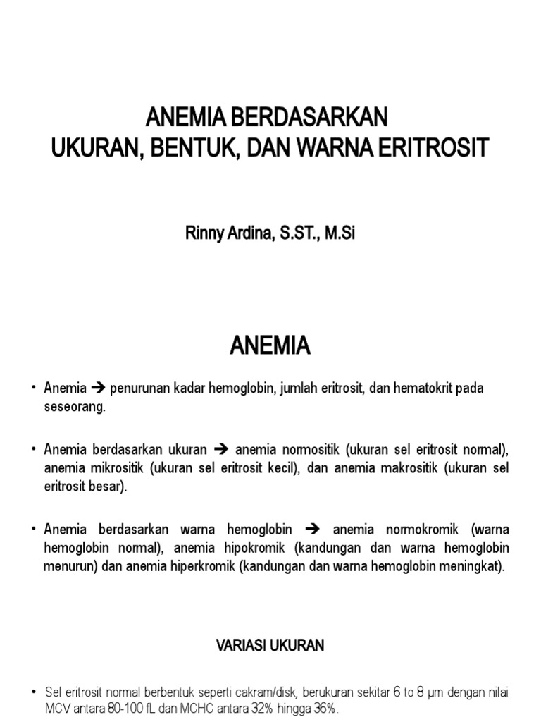 Anemia Berdasarkan Ukuran, Bentuk, Dan Warna | PDF