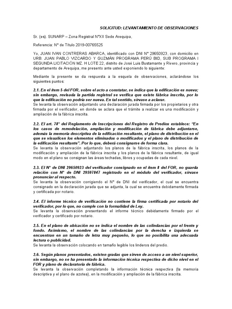 Levantamiento de Observaciones | PDF