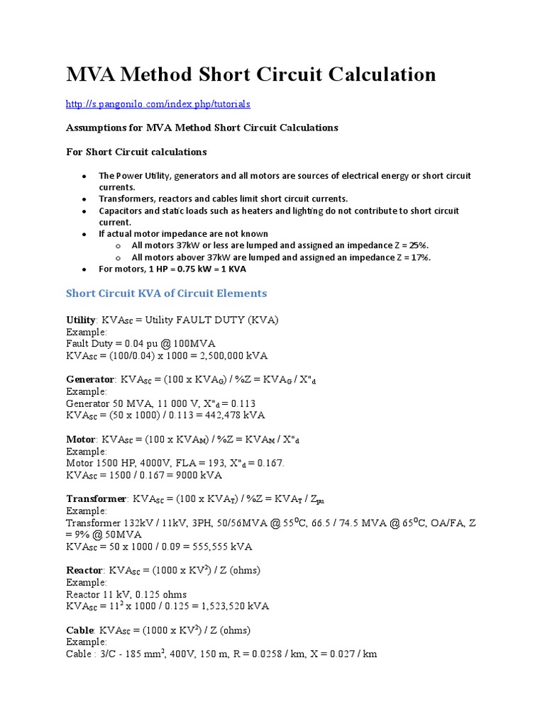 MVA Method Short Circuit Calculation | PDF | Transformer | Electrical Network