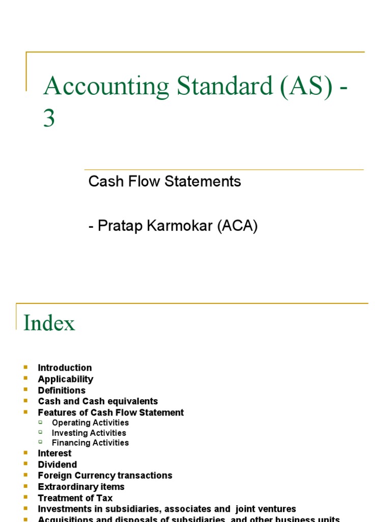 Accounting Standard (AS) - 3: Cash Flow Statements - Pratap Karmokar ...