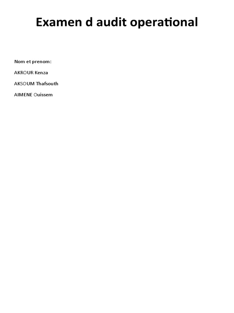 Examen D Audit Operational | PDF | Audit financier | Contrôle interne