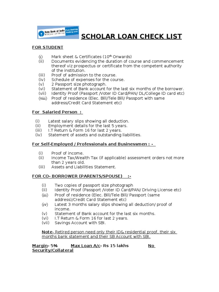 Scholar Loan Check List: For Student | PDF