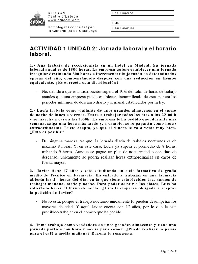 Actividad 4 (Ud2) - 1 Fol | PDF | Tiempo de trabajo