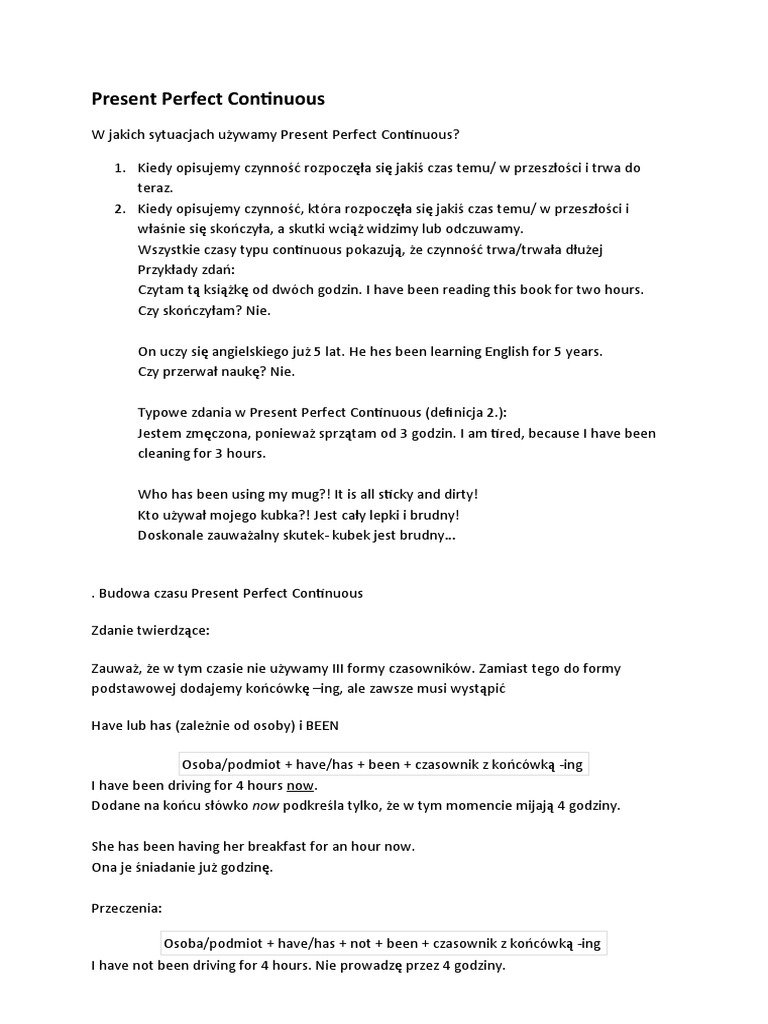Present Perfect Continuous | PDF