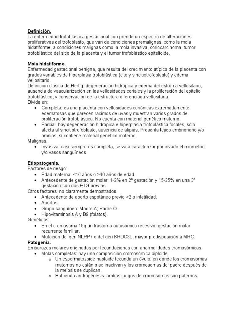 Enfermedad Trofoblástica Gestacional: Guía Completa | PDF | El embarazo ...