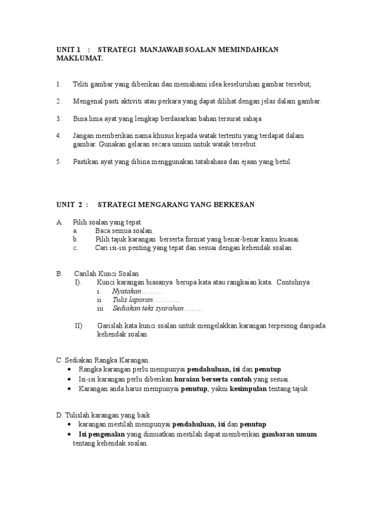 Nota Ringkas Penulisan UPSR | PDF