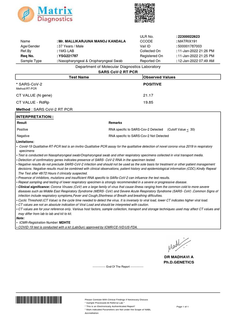1-Coronavirus Covid-19 Test (RT-PCR Technique) - PO1241383262-904 | PDF ...