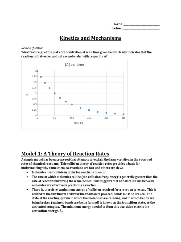 Kinetics and Mechanisms POGIL | PDF | Chemical Reactions | Reaction Rate
