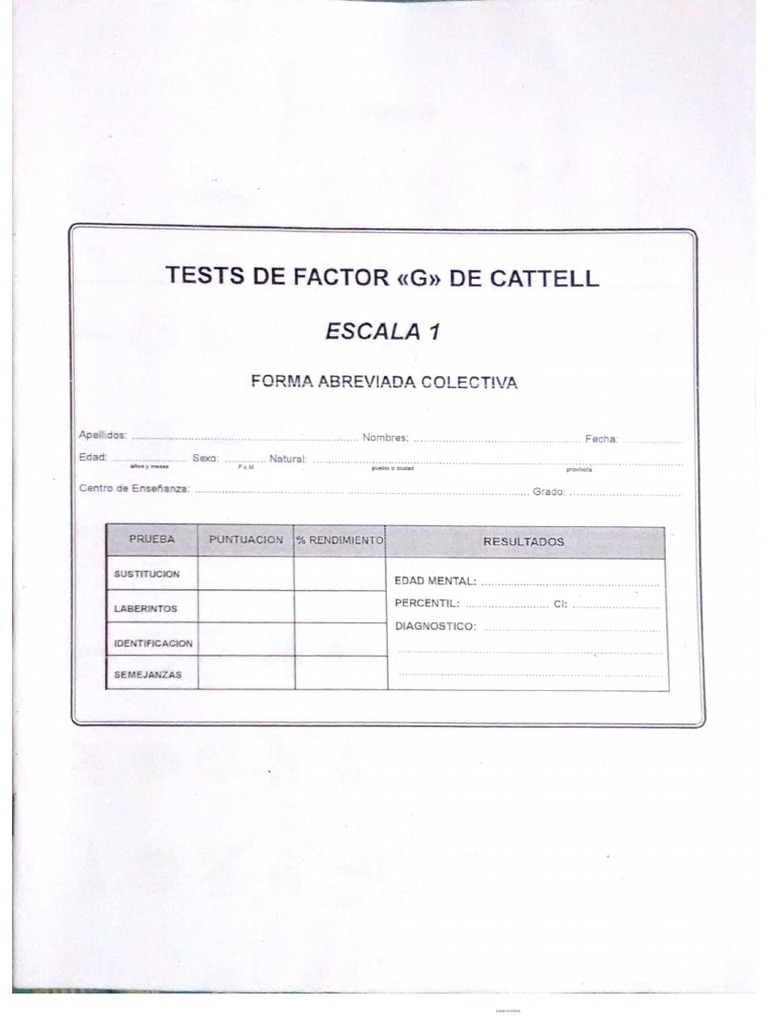 Test de Factor G de Cattell Escala 1 | PDF