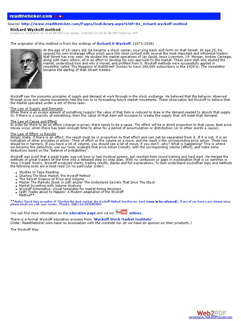 Richard Wyckoff Method RTTPDF | PDF | Market Trend | Stocks