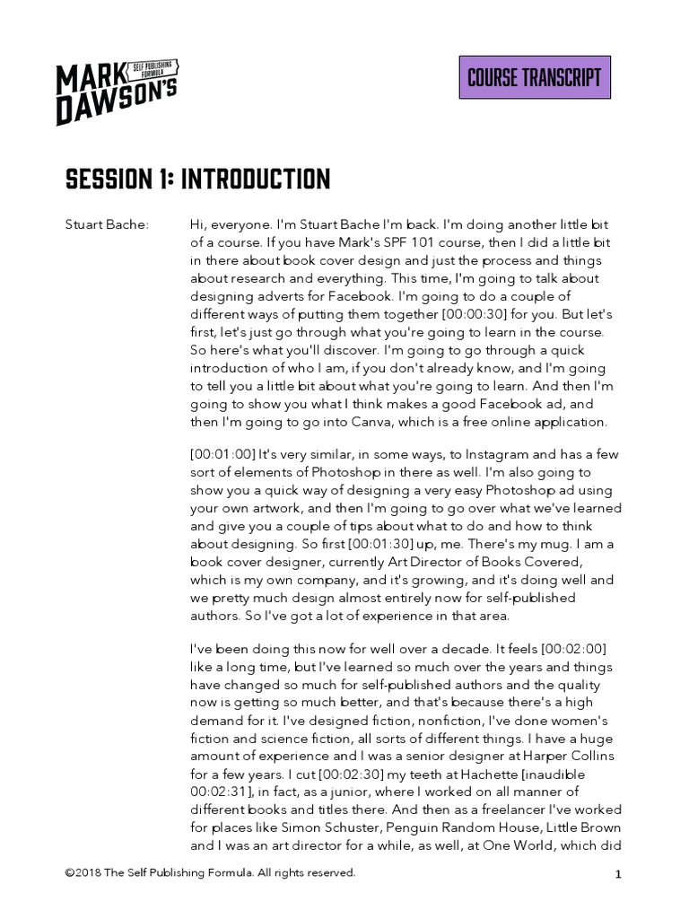 Session 1: Introduction: Course Transcript | PDF