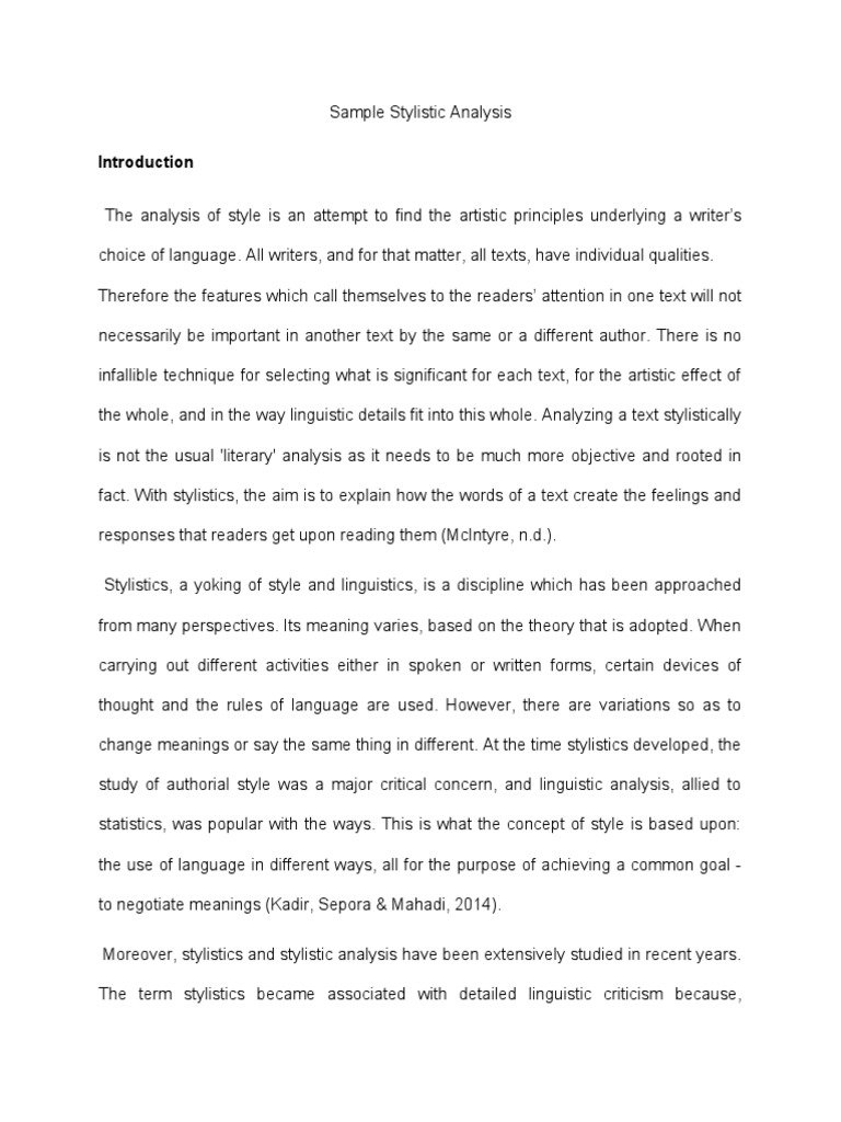 Sample Stylistic Analysis | PDF | Verb | Part Of Speech