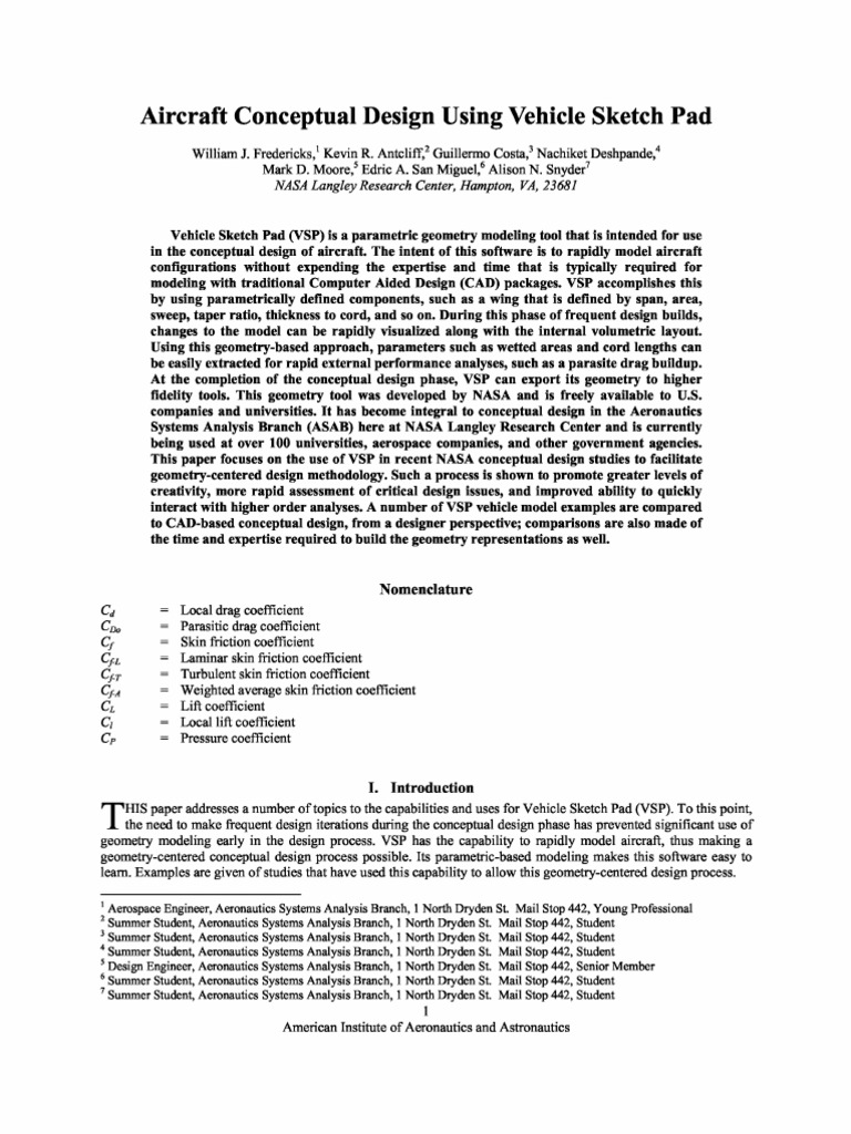 Aiaa Paper -- Vsp | Drag (Physics) | Reynolds Number