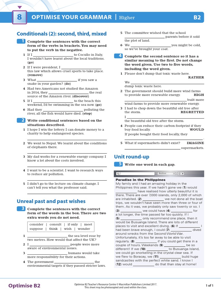 OPT B2 U08 Grammar Higher | PDF | Environment | Nature