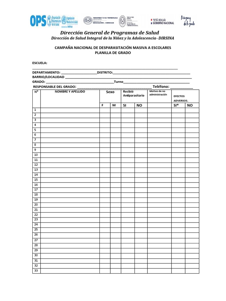 Planilla de Grado y Direccion | PDF