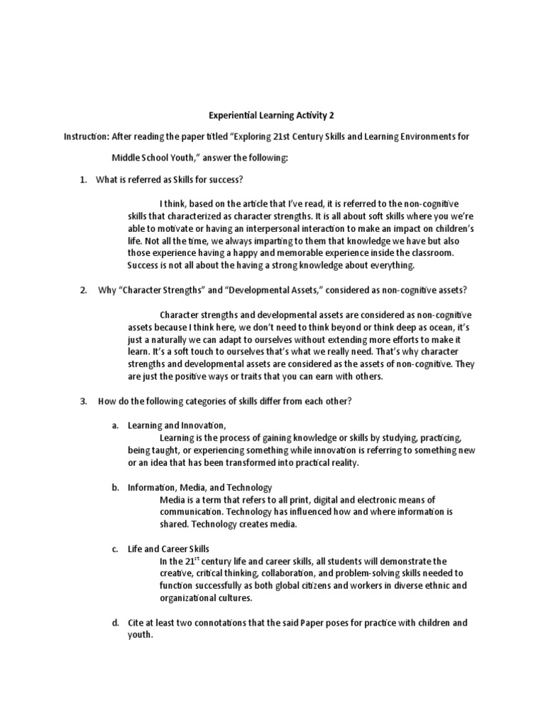 Experiential Learning Activity 2 | PDF | Learning | Psychological Concepts