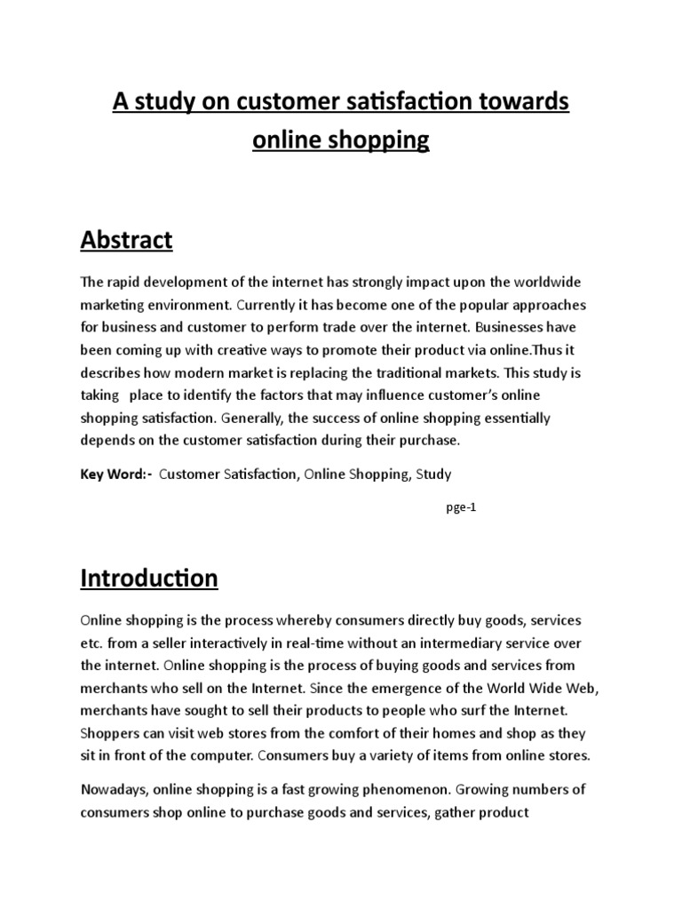 A Study On Customer Satisfaction Towards Online Shopping | PDF | Online Shopping | Internet