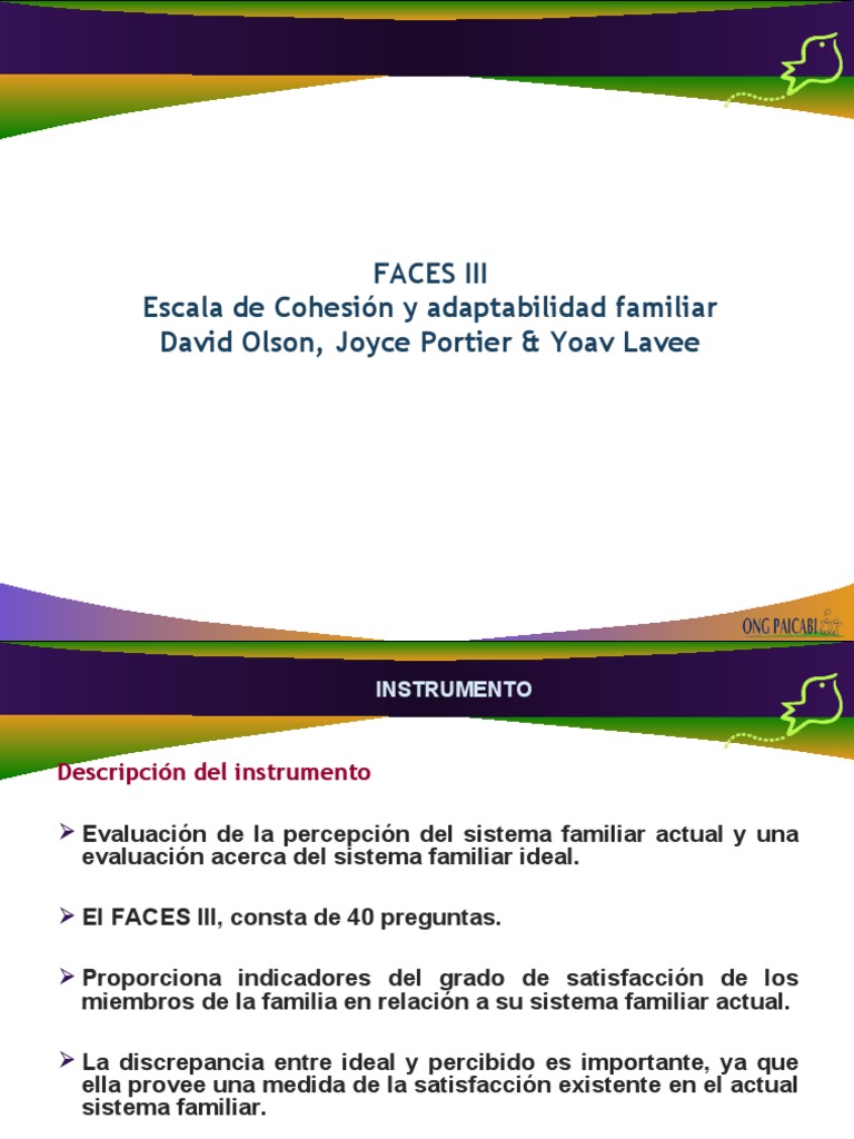 FACES III Escala de Cohesión y Adaptabilidad Familiar | PDF