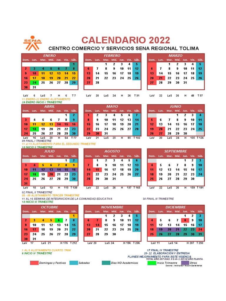 Calendario Sena 2022 | PDF