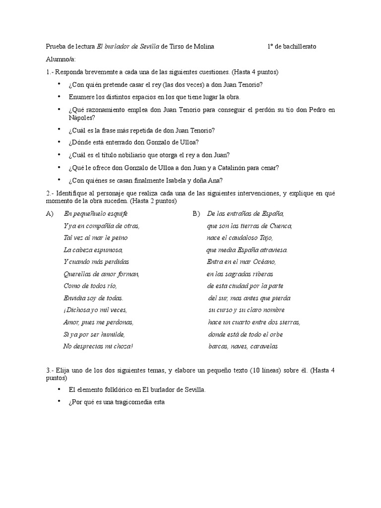 El Burlador de Sevilla y El Convidado de Piedra | PDF | Poesía