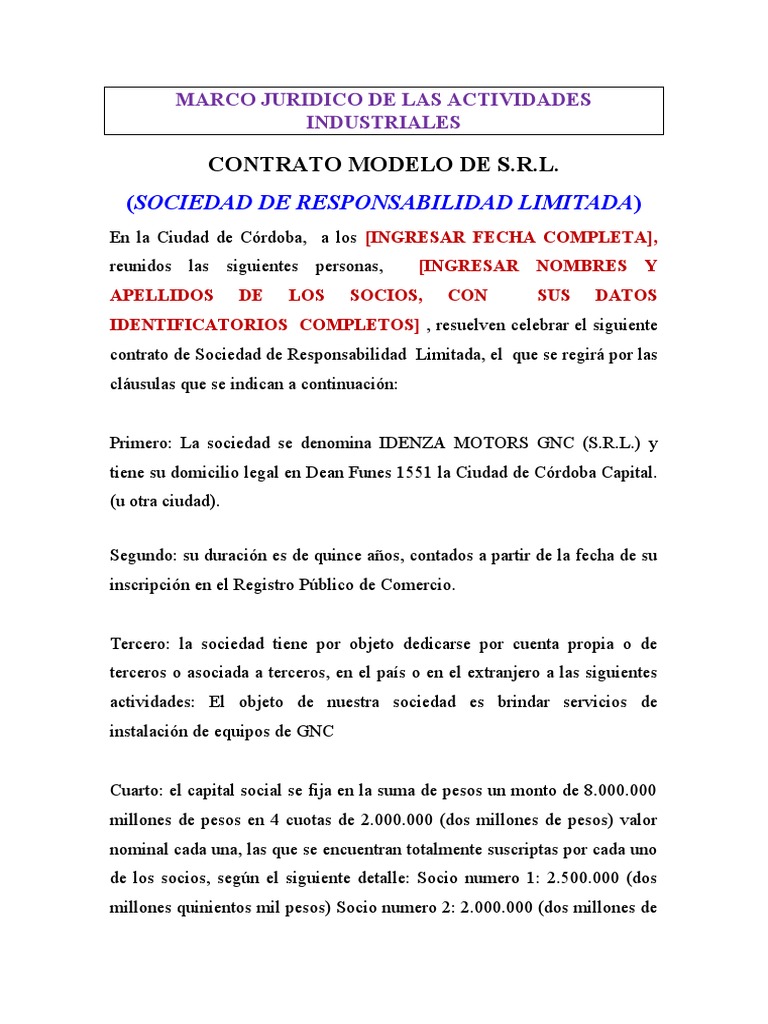 Contrato SRL | PDF | Economias