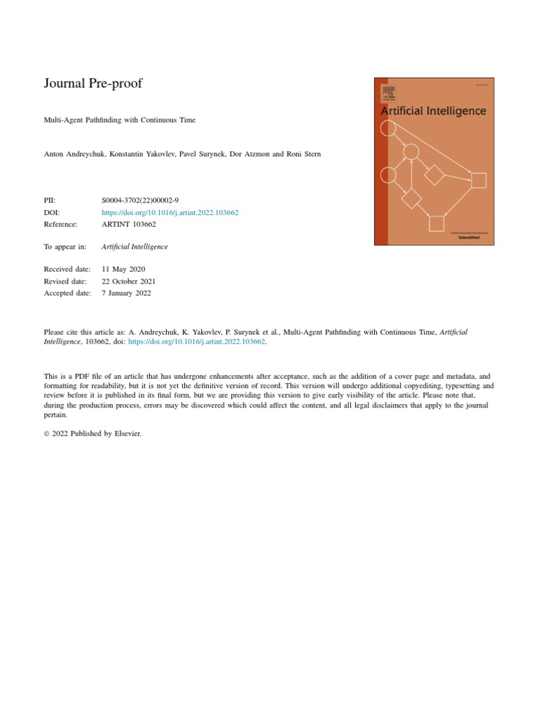 Multi Agent Pathfinding With Continuous Time Pdf Mathematical Optimization Vertex Graph