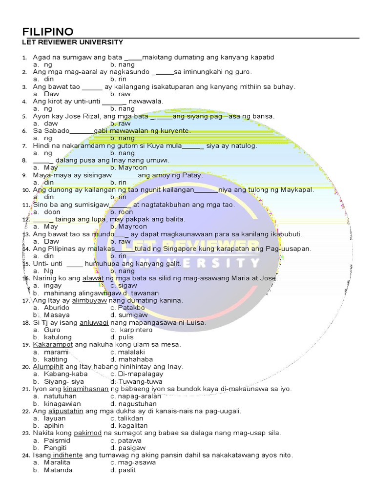 Filipino Reviewer A | PDF