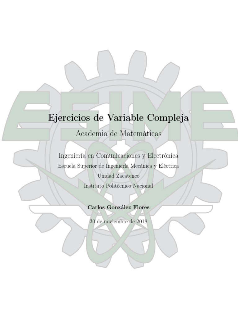 Ejercicios Variable Compleja CGF | PDF | Raíz cuadrada | Número complejo