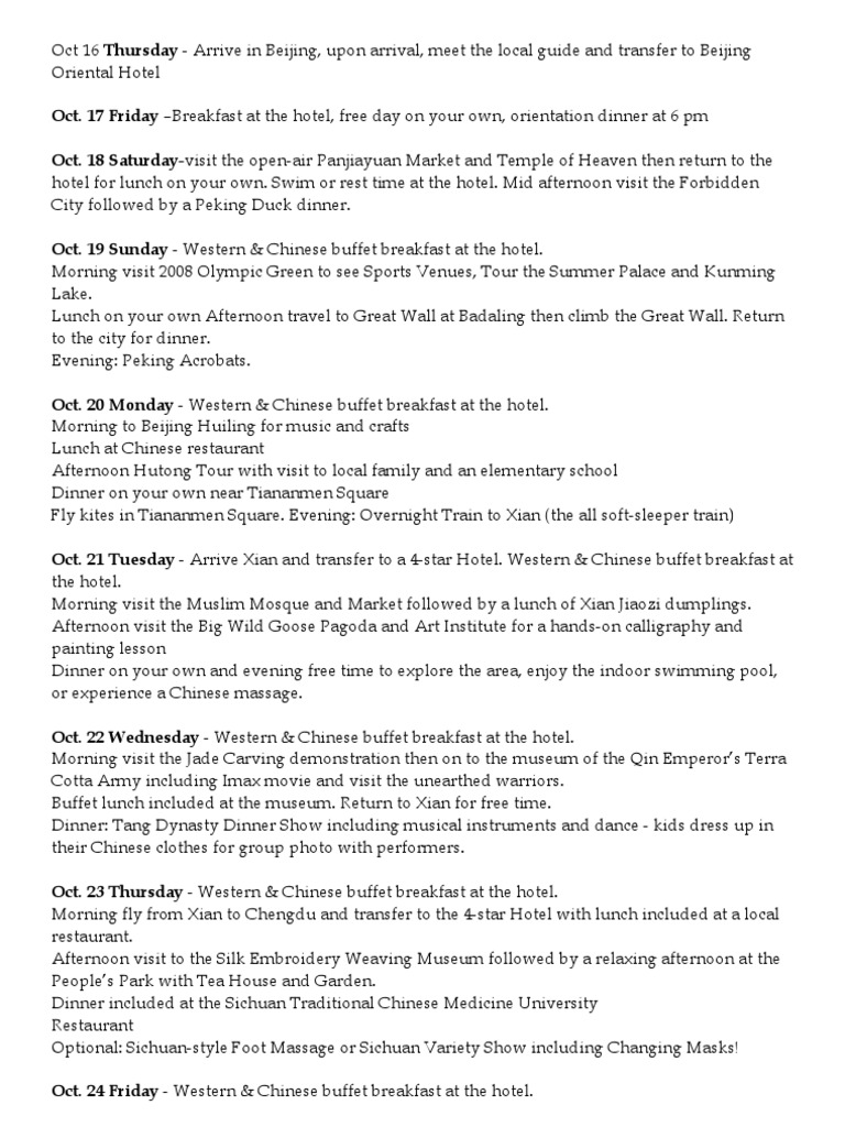 ph14 Final Itinerary | PDF | Beijing | Confucianism