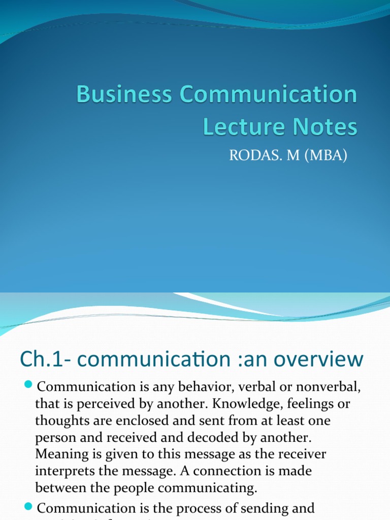 Business Communication PPT Lecture Note | PDF | Public Relations ...
