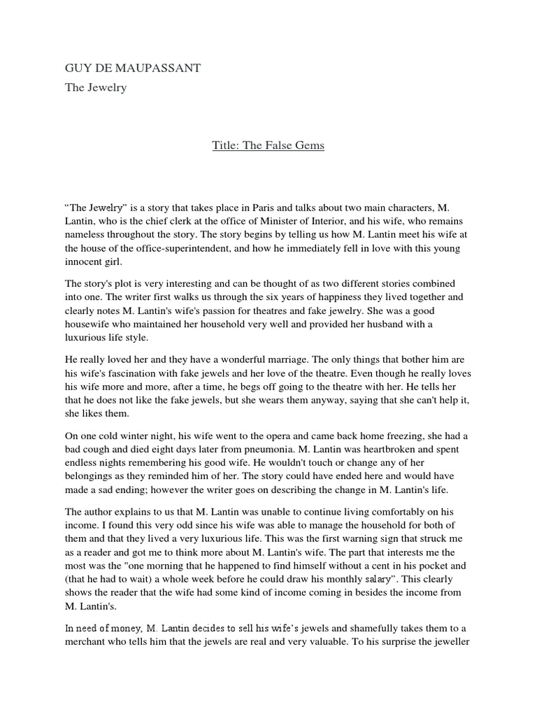Guy de Maupassant The Jewelry | PDF