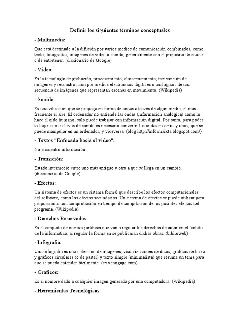 Definiciones Clave de Multimedia y Tecnología | PDF | Internet | Multimedia