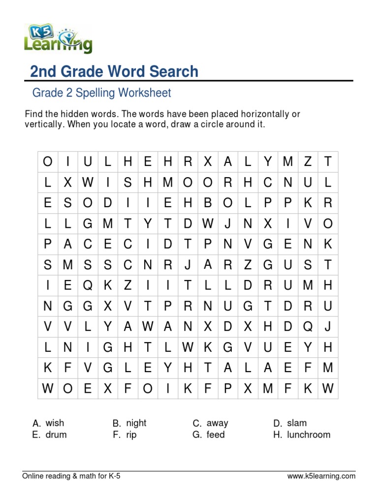 Grade 2 Word Search 1 | PDF